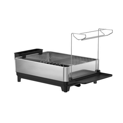 China Rack de secagem de pratos de aço inoxidável retangular desmontável para cozinha compacta à venda
