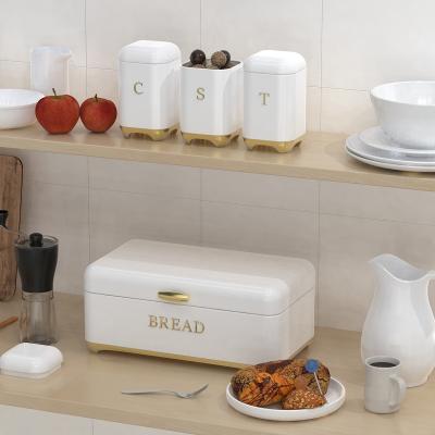 Cina Crown Series Metal Bread Bin Set Tea Can Coffee Can Kitchen Storage Bread Container Cucina Organizer Can in vendita