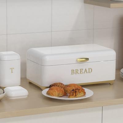 Cina Crown Series Metal Bread Bin Set Tea Can Coffee Can Kitchen Storage Bread Container Cucina Organizer Can in vendita
