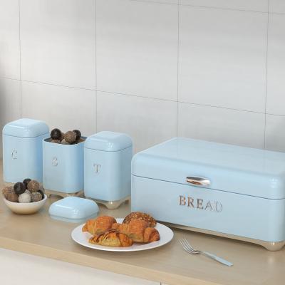 Cina Contenitori per la cucina Serie Corona Metallico contenitore per pane Set per tè Caffè e pane di conservazione in vendita