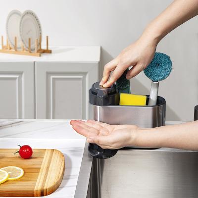 China Functional Kitchen Space Selection Supported Stainless Steel Kitchen Sink Organizer With Sponge Holder And Drainer Rack for sale