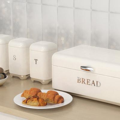 China Storage Solution Crown Series Metal Bread Bin Set Tea Can Coffee Can Kitchen Storage Bread Containers Kitchen Organizer Can for sale