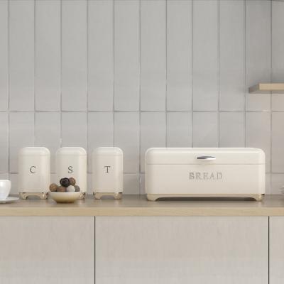 China Storage Solution Crown Series Metal Bread Bin Set Tea Can Coffee Can Kitchen Storage Bread Containers Kitchen Organizer Can for sale