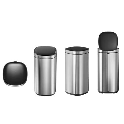 China Sala de estar 20L Sensor inteligente de acero inoxidable satinado Contenedor de basura automático para el hogar con tecnología avanzada en venta