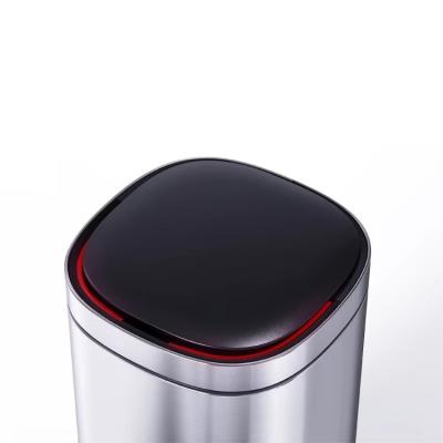 China 30L Stainless Steel Smart Sensor Bin for Living Room Automatic Lid and Motion Detection Rectangular Design for sale