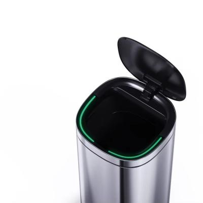 China High Capacity Household Motion Sensor Trash Bin Stainless Steel Smart Sensor Bin Automatic Trash Can for Living Room 40L for sale