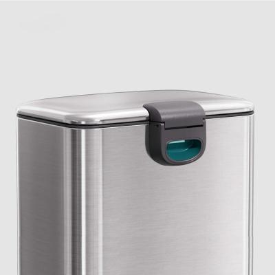 Cina 2 Compartimento Casa Bagno In acciaio inossidabile Pedal Bin Cestino 3L*2 Cestino di riciclo per luoghi interni e riciclo in vendita