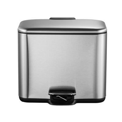 China 3L*2 contenedores de reciclaje 2 divisiones Pedal de acero inoxidable contenedor de rodadura Tipo de cubierta en venta