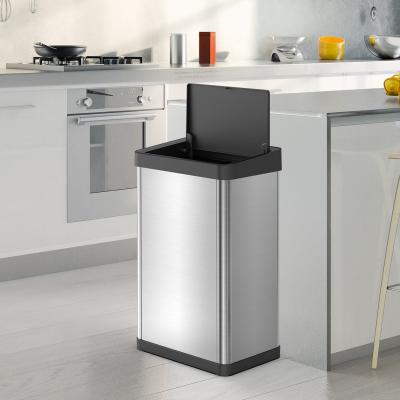 Cina Contenitore di rifiuti in acciaio inossidabile ad alta capacità da 34,2*24,2*57 cm Warrior Serie 40L con pressa a mano e copertura a rotolamento staccabili in vendita