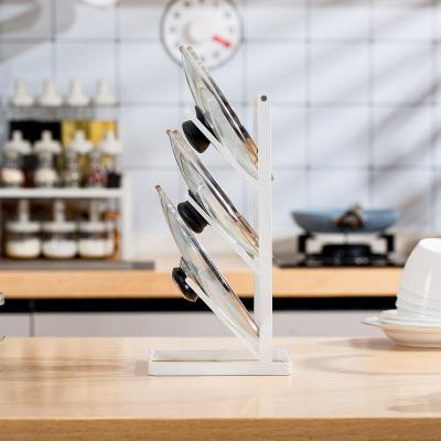 Cina Organizzatore di cucina 3 Livello Coperchio di utensili da cucina Mensola metallo Coperchio di pentola multifunzionale Regalo di stoccaggio in vendita