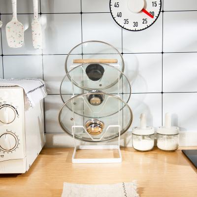Cina Organizzatore di cucina 3 Livello Coperchio di utensili da cucina Mensola metallo Coperchio di pentola multifunzionale Regalo di stoccaggio in vendita
