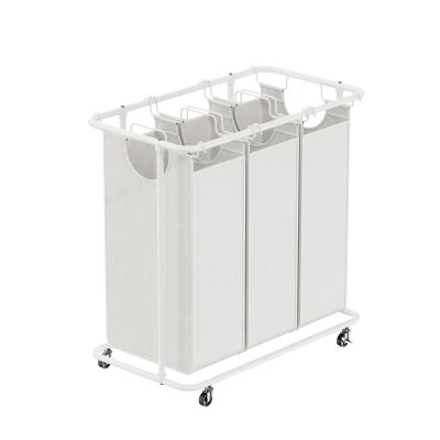 China Huishouden 3 Divisie KD Structuur IJzer metaaldraad Wasmand met wielen Nutsbedrijf Wasmand met grote capaciteit Te koop