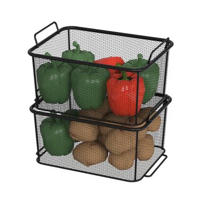 Cina Cestini in acciaio a maglia contenitori organizzatori per la casa armadio dispensa armadio cucina frigorifero frutta trucco metallo wire basket in vendita