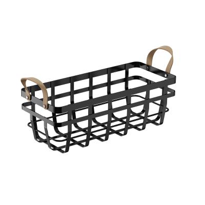 Cina Cestini di stoccaggio organizzatore contenitori per la casa armadio dispensa armadio cucina frigorifero frutta trucco cesto metallico in vendita