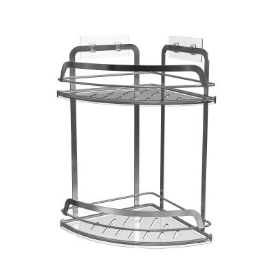 China Huishoudelijk Stylish metalen badkamer organisator Zuigbeker IJzer Draad Rack Roestvrij staal Geen boren Wand gemonteerd douche caddy Te koop