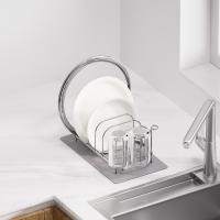 China Foldable Silver Dish Rack With Compact Space Saving Design Durable Iron Construction for sale