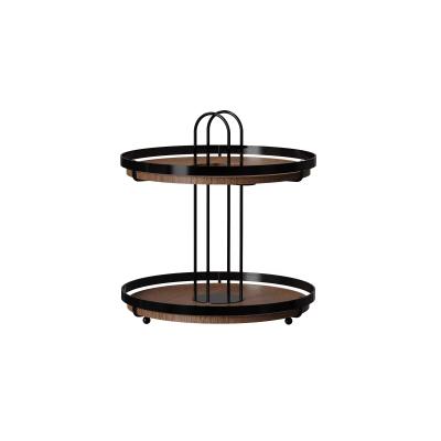 Cina 2 livelli tipo in piedi elemento di legno Mdf rotondo per uso domestico multifunzionale organizzatore di cucina in metallo elegante organizzatore di condimenti in vendita