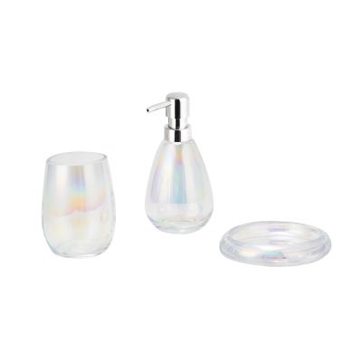 Cina Conchiglie colorate Stile Dispensatore di spazzola di sapone di vetro Dispensatore di spazzolino per denti Portatore di accessori per il bagno Set in vendita
