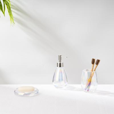 Cina Conchiglie colorate Stile Dispensatore di spazzola di sapone di vetro Dispensatore di spazzolino per denti Portatore di accessori per il bagno Set in vendita