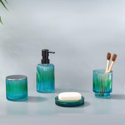 Cina Conchiglie colorate Stile Dispensatore di spazzola di sapone di vetro Dispensatore di spazzolino per denti Portatore di accessori per il bagno Set in vendita