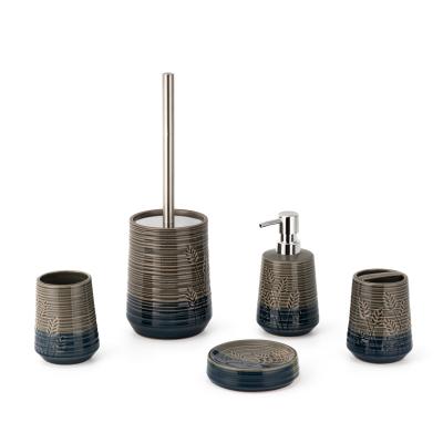 Cina contrasto colore ceramica Dispensatore di spazzola di sapone Dispensatore di spazzolino per denti Portabagno Accessori Set in vendita