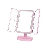 China Foldable Standing Makeup Mirror With Vanity Tray for sale
