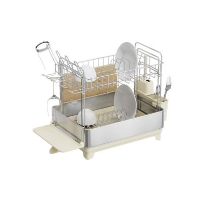 China 2 níveis retângulo de aço inoxidável aparelho de prato desmontável Premium cozinha aparelho de drenagem de pratos placa aparelho de secagem de pratos à venda