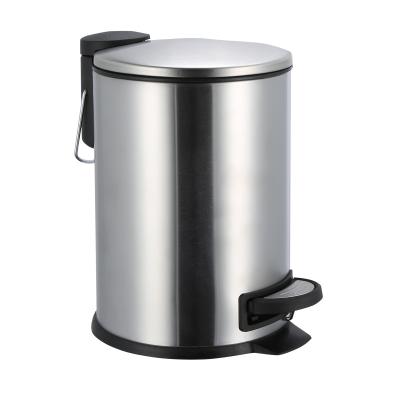 China Baby Care Room BSCI Household Pedal Bin Round Stainless Steel Trash Bin With Thin Lid Trash Can 3L/5L/12L/20L/30L for sale