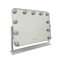 China rectangle adjustable smart led light bubble countertop Makeup Mirror for sale