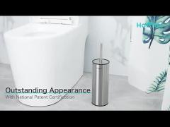thin lid round toilet brush and holder set