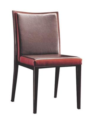 China brown PU leather arch back shape aluminium or iron dining chair for restaurant for sale