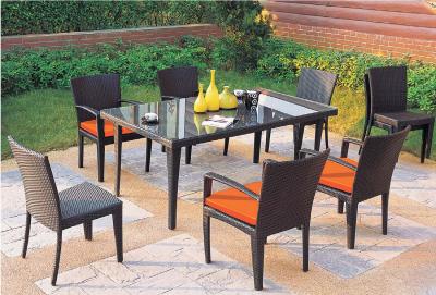 China YLX-RN-042 Stackable Rattan Armchair and Without Armchair with Orange Cushion for sale