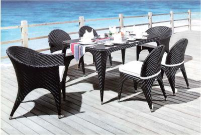 China YLX-RN-045 Black Rattan Chair with White Cushion for sale