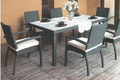 China YLX-RN-046 Black Rattan Chair with White Cushion for sale