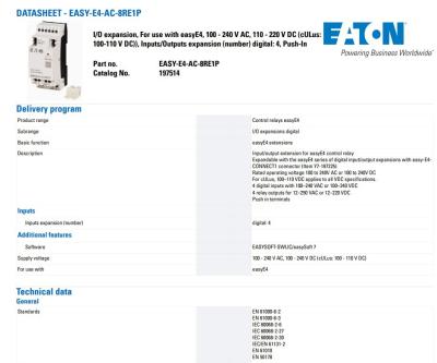 Cina Contact Load 100-240V AC/DC 4DI4RO Push-in Terminals EASY-E4-AC-8RE1P DI/O Power Source in vendita