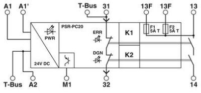 China PSR-PC20-1NO-1NC-24DC-SC Safety Relay for Contact Load Protection and Safety Shutdown for sale