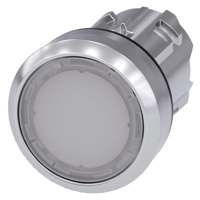 China 3SU1051-0AB60-0AA0 SIRIUS ACT Botão de pressão com botão plano de metal brilhante iluminado em branco à venda