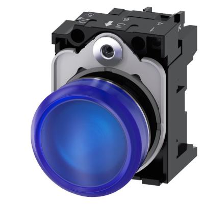 Cina Lente liscia a scarico SIRIUS ACT Luce pilota completa con finitura lucida in metallo 24V AC/DC in vendita