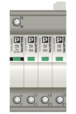 China 175-FM VAL-SEC-T2-3S Type 2 Surge Protector for 5V AC to 250V AC and 125V DC 1 Pole for sale