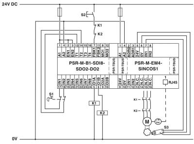 Cina Applicazioni di protezione con modulo di estensione PSR-M-EM7-SINCOS2-PI e relè di accoppiamento in vendita