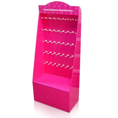 China Roze kleur gedrukte het Kartonvertoningen van de Juwelendouane met haken Te koop