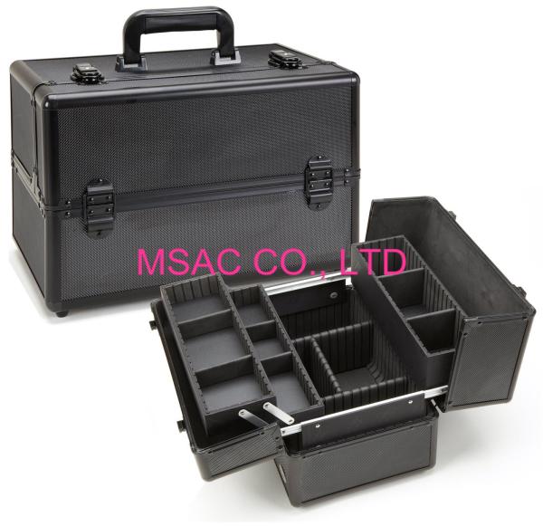 Quality Big Space Pro Makeup Case 4MM MDF With Black Diamond ABS Panel 360 X 220 X 240mm for sale