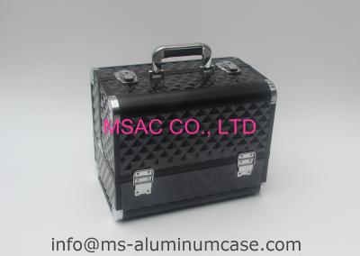 Portable Professional Rolling Makeup Case , Black Makeup Box Moistureproof