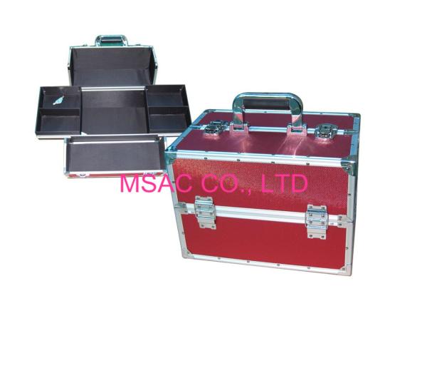 Quality Waterproof Aluminum Makeup Vanity Case , Makeup Carrying Case With Two Locks for sale