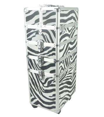 China 4 In 1 Aluminum Makeup Trolley Case In Zebra Color, Zebra Pro Makeup Case for sale