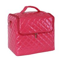 China Soft Fabric Makeup Train Case With Shoulder Strap Pro Makeup Cosmetic Case Large Base Compartment for sale