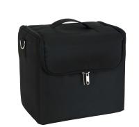 China Soft Fabric Makeup Train Case With Shoulder Strap Pro Makeup Cosmetic Case Large Base Compartment for sale