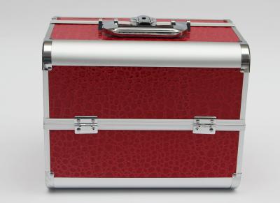China Pu-vervoert het aluminium kosmetische geval schoonheidsmiddelen en hulpmiddelen rood leerpaneel met één slot Te koop