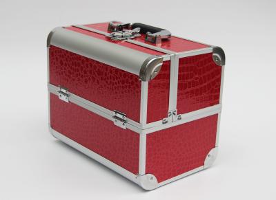 China Pu-vervoert het aluminium kosmetische geval schoonheidsmiddelen en hulpmiddelen rood leerpaneel met één slot Te koop