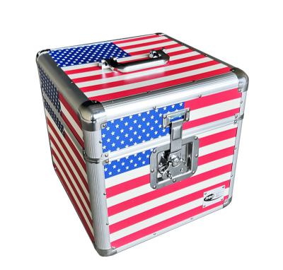 China America Flag DVD Storage Case 7'' Alu Storage Box For CDS USA Flag Aluminum Case for sale
